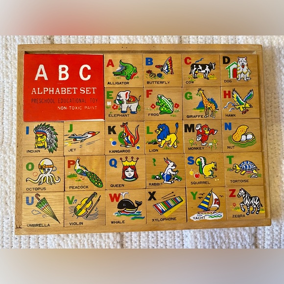 Toys | Vintage Abc Wood Alphabet Block Puzzle | Poshmark